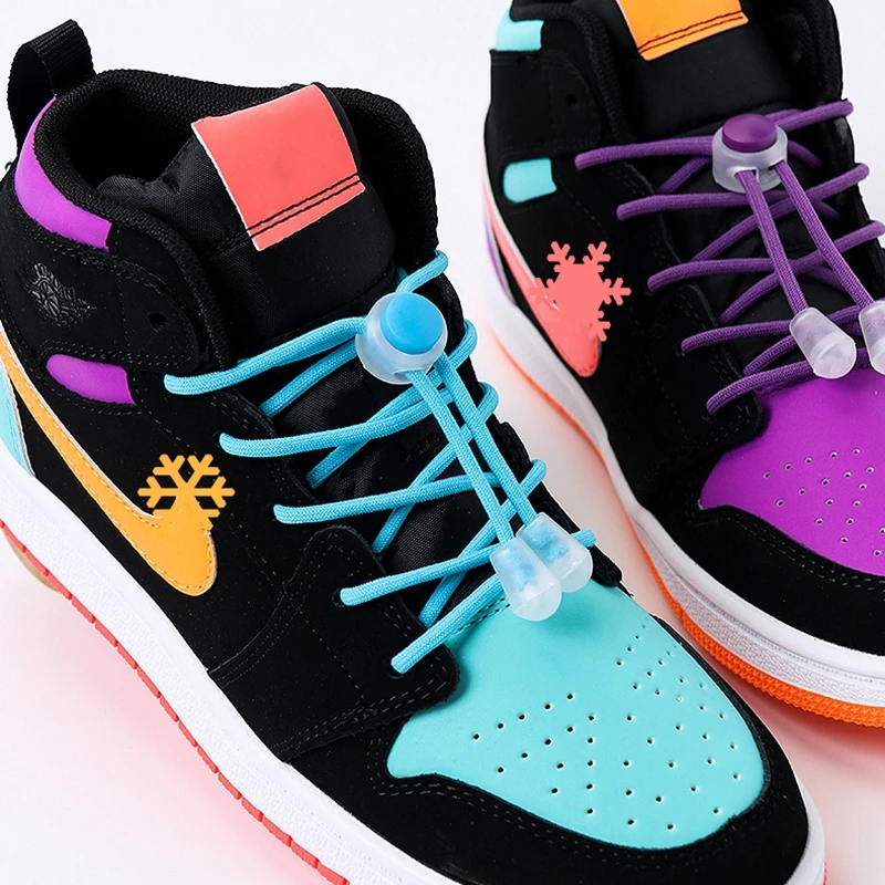 26 Colors Children's Shoe Laces Elastic Snap Locking Round Shoelaces ...