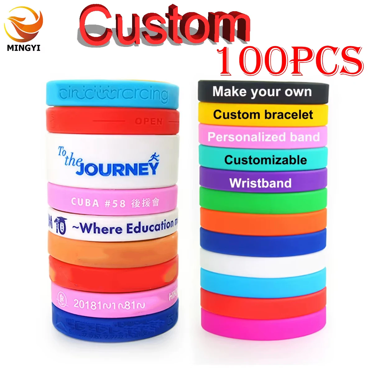 100PCS Custom Wristband ID SOS Customizable Bracelets Printed Engraved ...