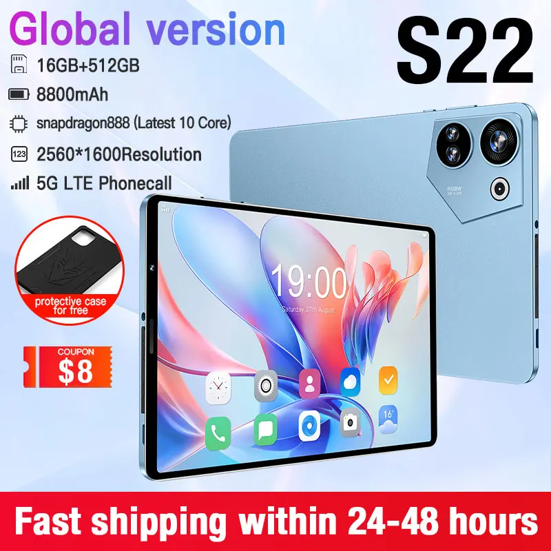 2024-New-5G-S22-Pad-Tablet-PC-8-Inch-HD-Unlocked-Mobile-tablet-Android ...