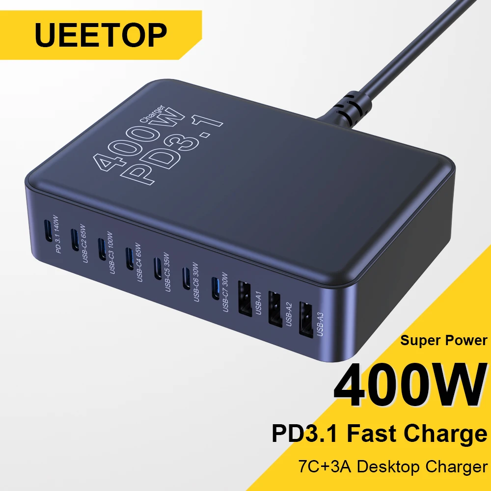 Ueetop-400W-GaN-Charger-PD3-1-140W-100W-65W-PPS-Multi-USB-Type-C-Fast ...