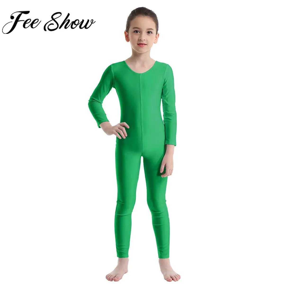 Kids Girls Long Sleeve Ballet Gymnastics Leotard Dance Class Exercise ...