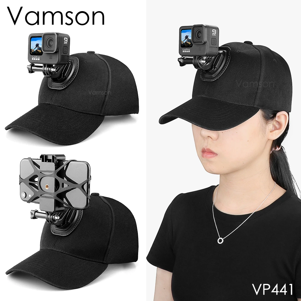 Vamson Adjustable Baseball Cap for Gopro Hero 11 Canvas Sun Hat Cap for ...