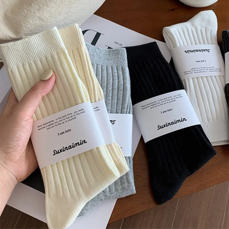 Spring-Autumn-Y2K-Solid-Color-Pile-Up-Socks-Women-High-Quality-Sports ...