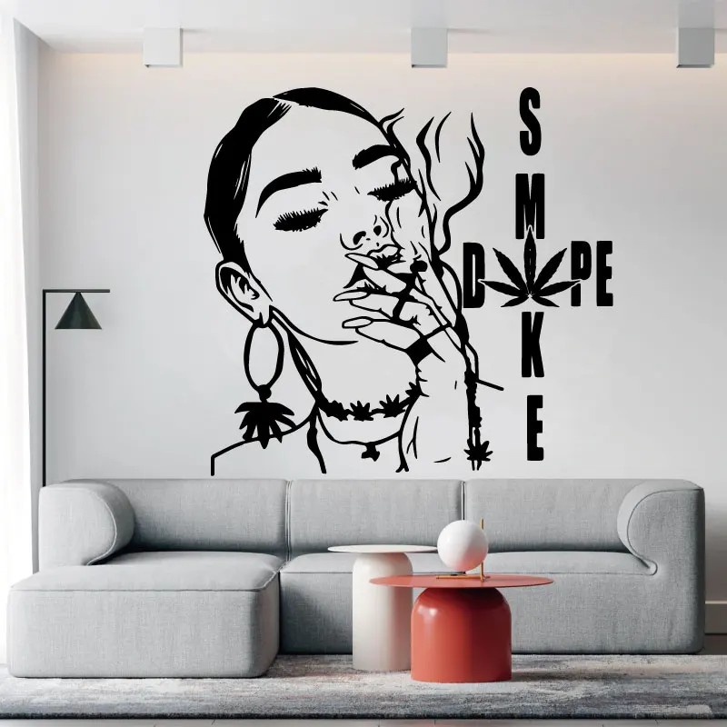 Girl Tobacco Leaf Pretty Sexy Girl Smoking Portrait Decal Beauty Salon ...