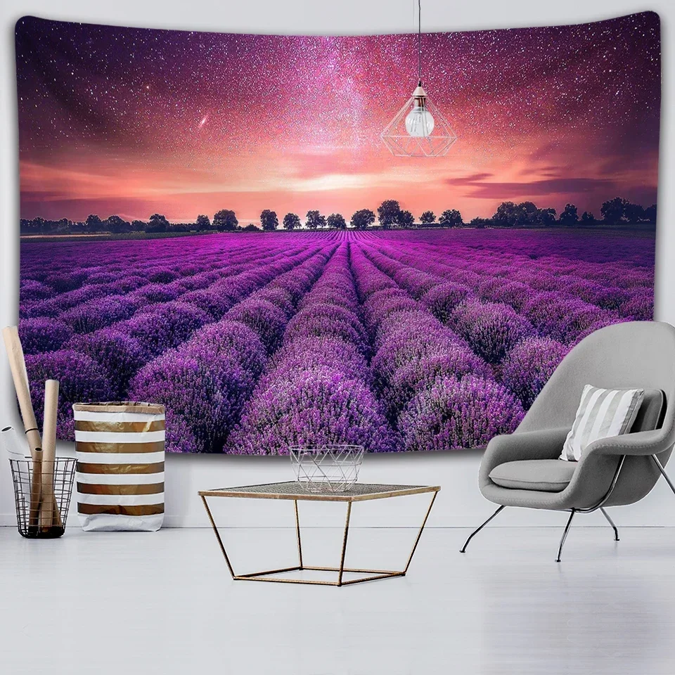 Purple-Lavender-Tapestry-Natural-Scenery-Wall-Hanging-Flower-Plant ...
