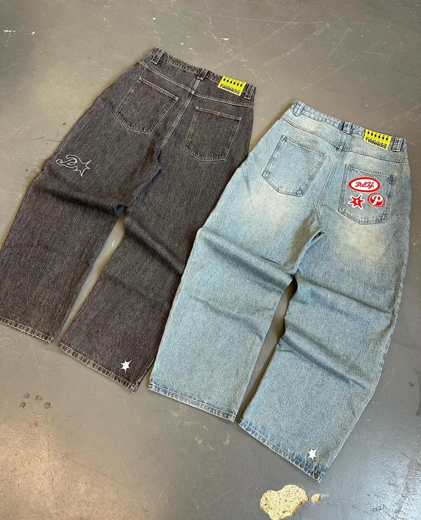 PROTECT-Jean-Vintage-avec-Lettres-Brod-es-pour-Homme-Baggy-Y2K-Pantalon ...