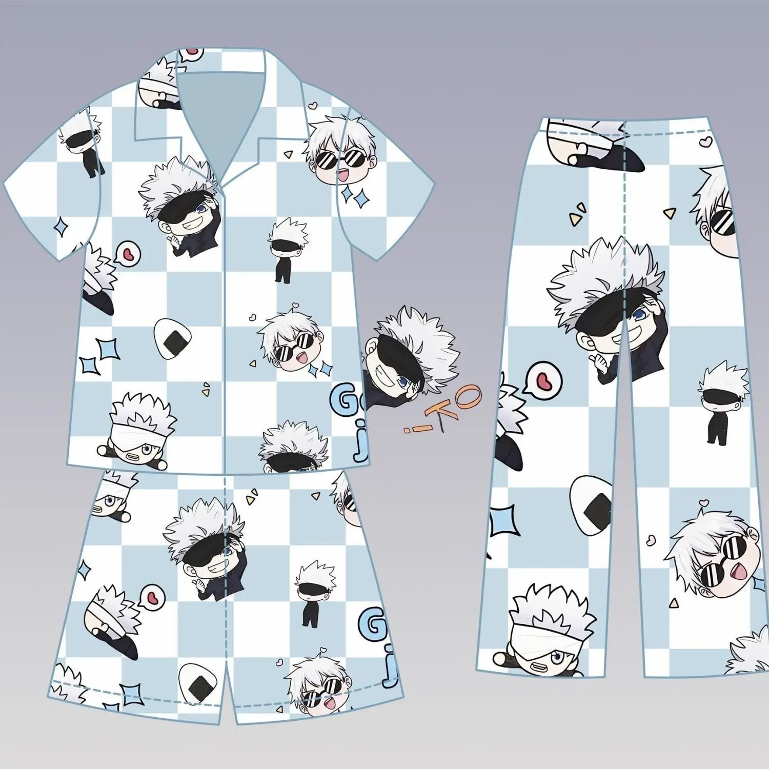 Jujutsu-Kaisen-Satoru-Gojo-Cos-Short-Sleeved-Shorts-Pajamas-Set-Cartoon ...