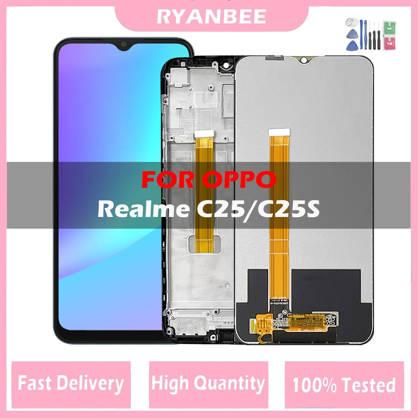 Original Display 6.5" For Realme C25 RMX3193 RMX3191 LCD Screen Touch Digitizer Assembly For ...