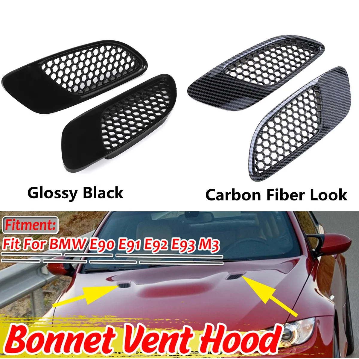 RM-CAR Air Intake Cover For BMW E90 E91 E92 E93 M3 Engine Hood Vent ...