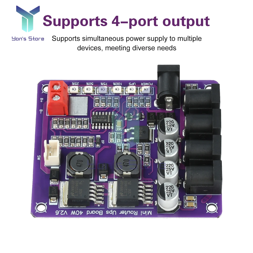Mini Power Module 40W UPS Board with 4-Channel Output for Router ...