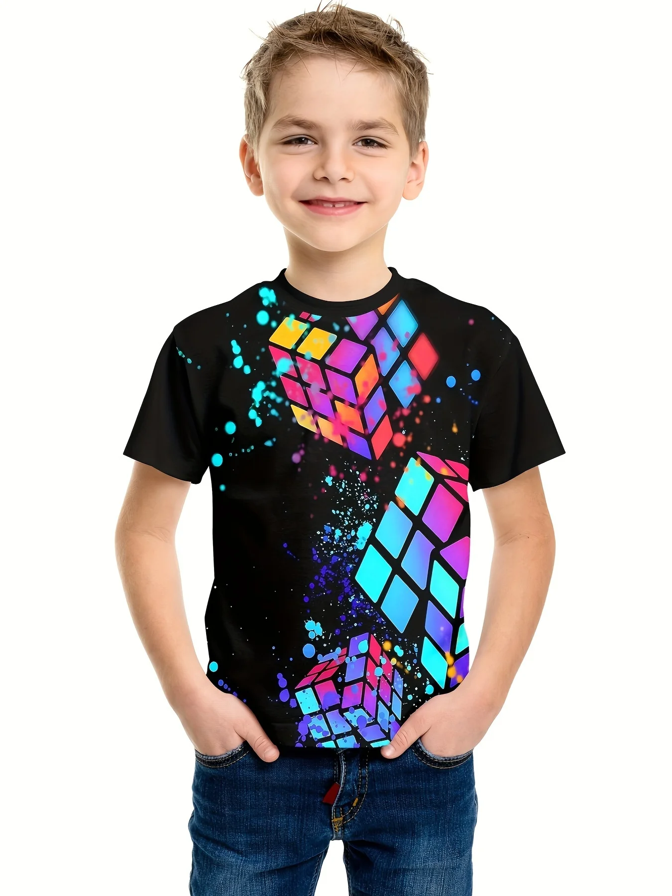 Children-s-T-shirt-Top-Clothes-for-Children-Rubik-s-Cube-T-shirty-2024 ...
