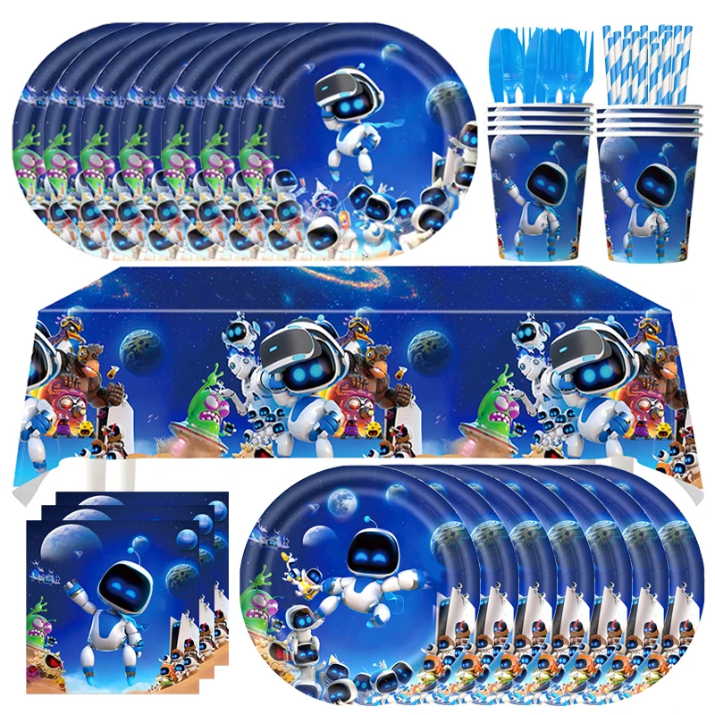 Space Robot Theme Kids Birthday Party Decoration Astro Boted Disposable ...