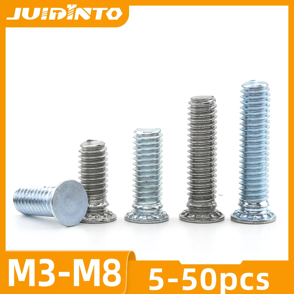 JUIDINTO-5-50pcs-Self-Clinching-Screw-Studs-Pressure-Rivet-Screws-M3-M8-Stainless-Steel-Carbon ...
