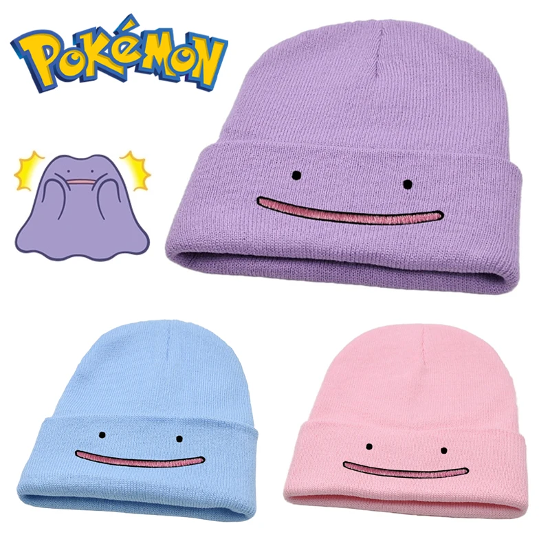 Pokemon-Cute-Ditto-Beanies-Women-Winter-Warm-Hat-Anime-Brooch-Solid ...