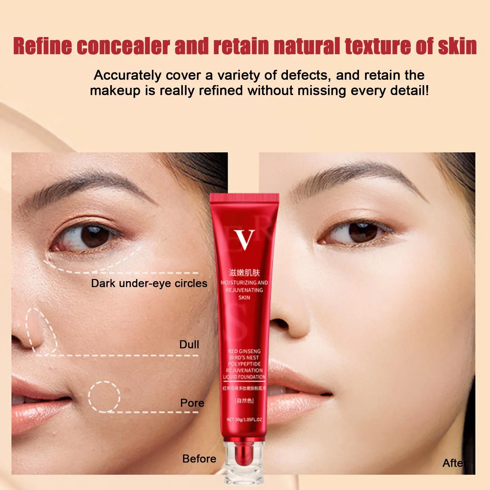 FV Makeup Foundation Liquid Red Ginseng Bird's Nest Polypeptide Skin ...