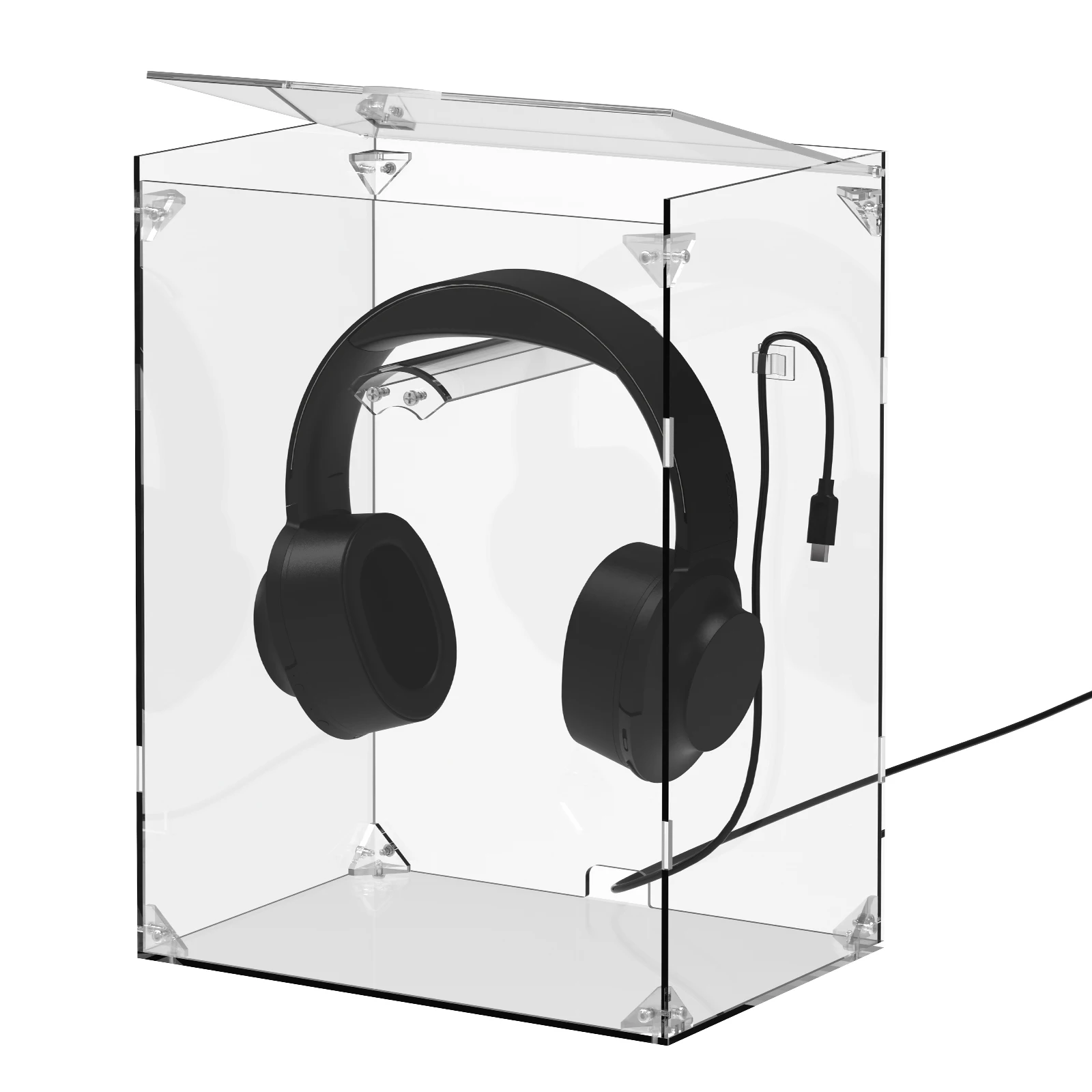 Geekria Universal Clear Acrylic Headphones Display Box Dust Cover for ...