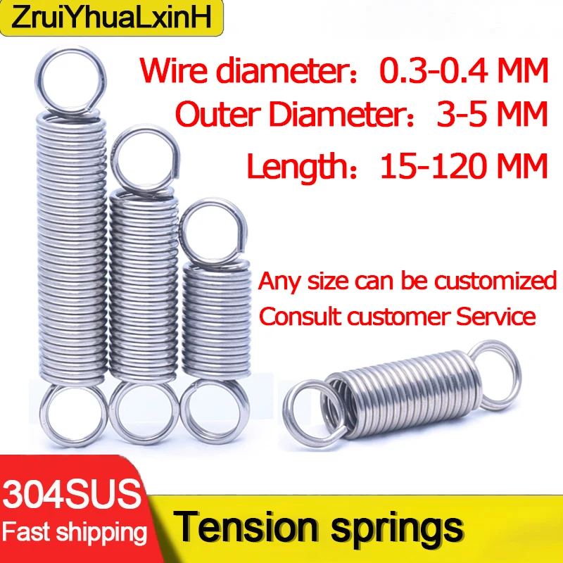 10Pcs-304-Stainless-Steel-O-ring-Spiral-Tension-Spring-Steel-Wire ...