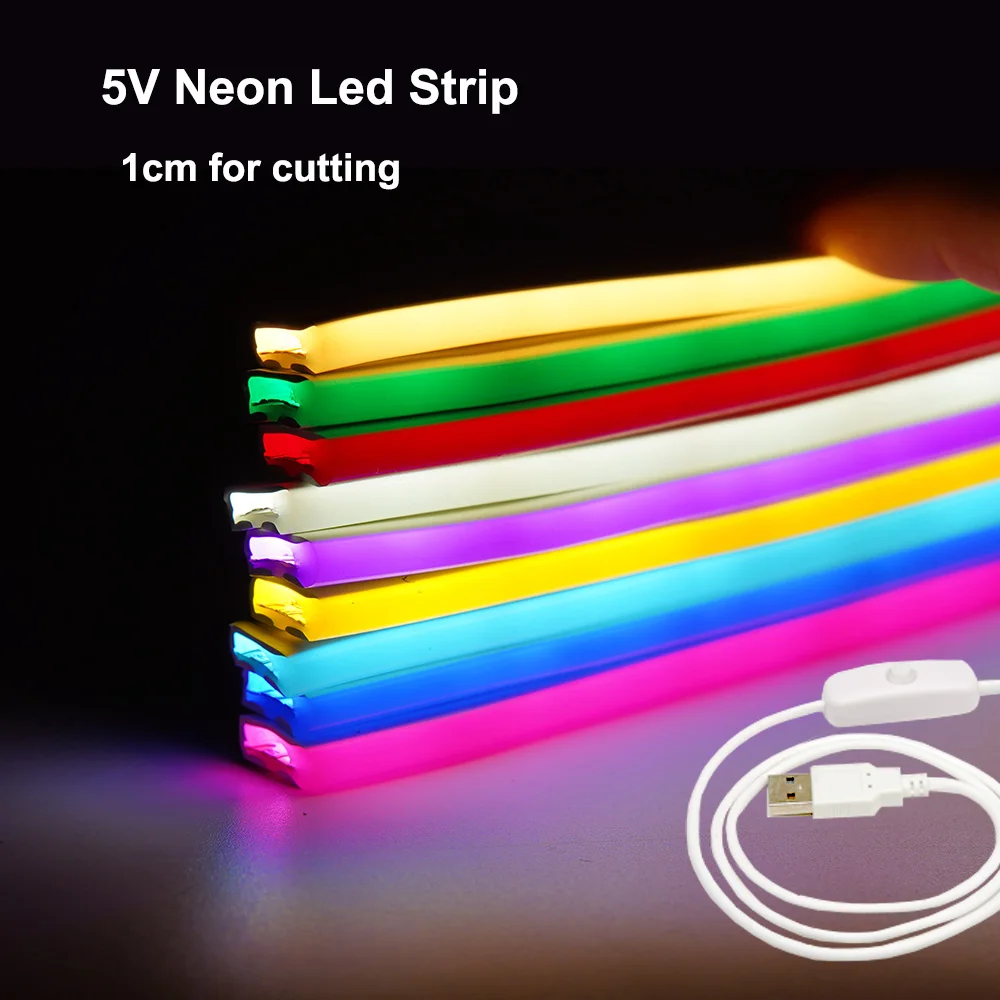 USB-LED-Neon-Light-Strip-5V-Dimmable-Flexible-Neon-Sign-Tape-2835 ...