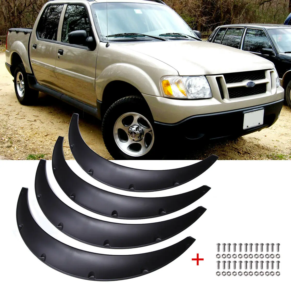 For Ford Explorer Sport Trac 4.5" Fender Flares Arches Wheel Extra Wide Body Kit Protector Extra ...