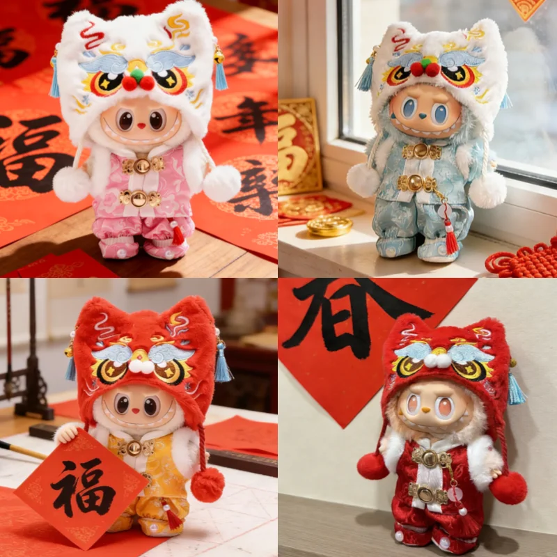 For 15/17cm labubu doll clothes Chinese Spring Festival antique clothes ...