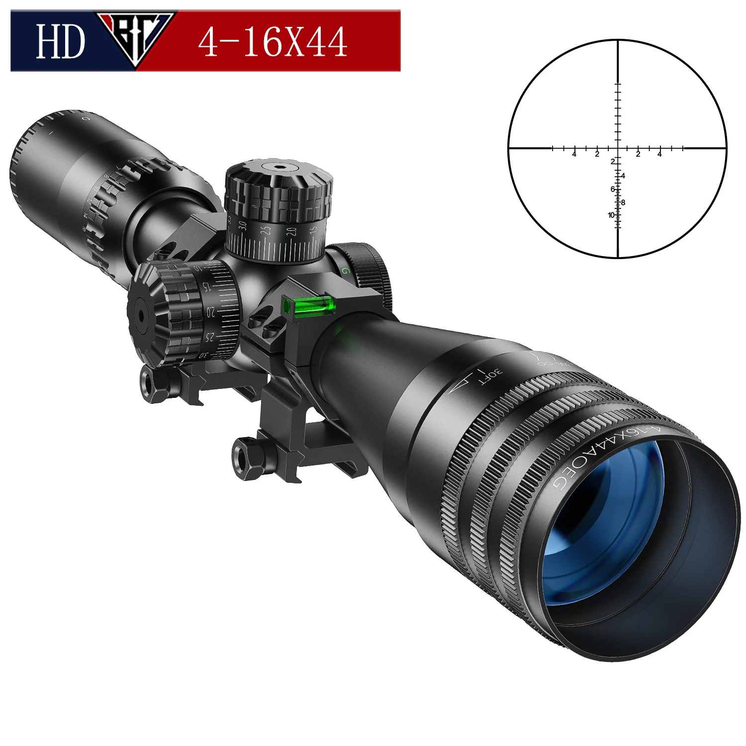 4-16x44 Hunting Riflescope Optical Scope Green Red Illuminated 11/20mm ...