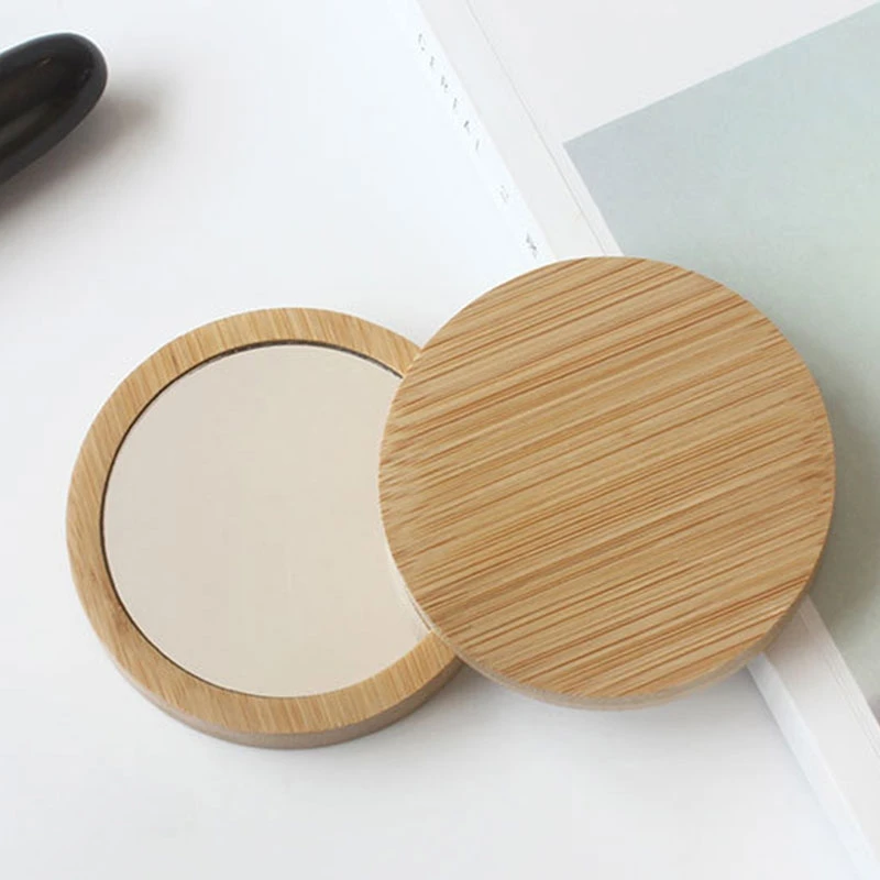 40pcs-Wooden-Small-Round-Mirror-Portable-Pocket-HD-Mirror-Wood-Mini ...