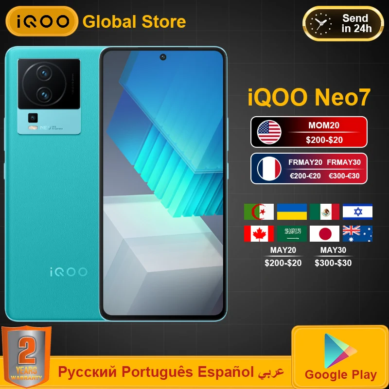 Vivo teléfono inteligente iQOO Neo7 Neo 7 5G, Dimensity 9000 Plus, 4Nm, 120W, carga rápida ...