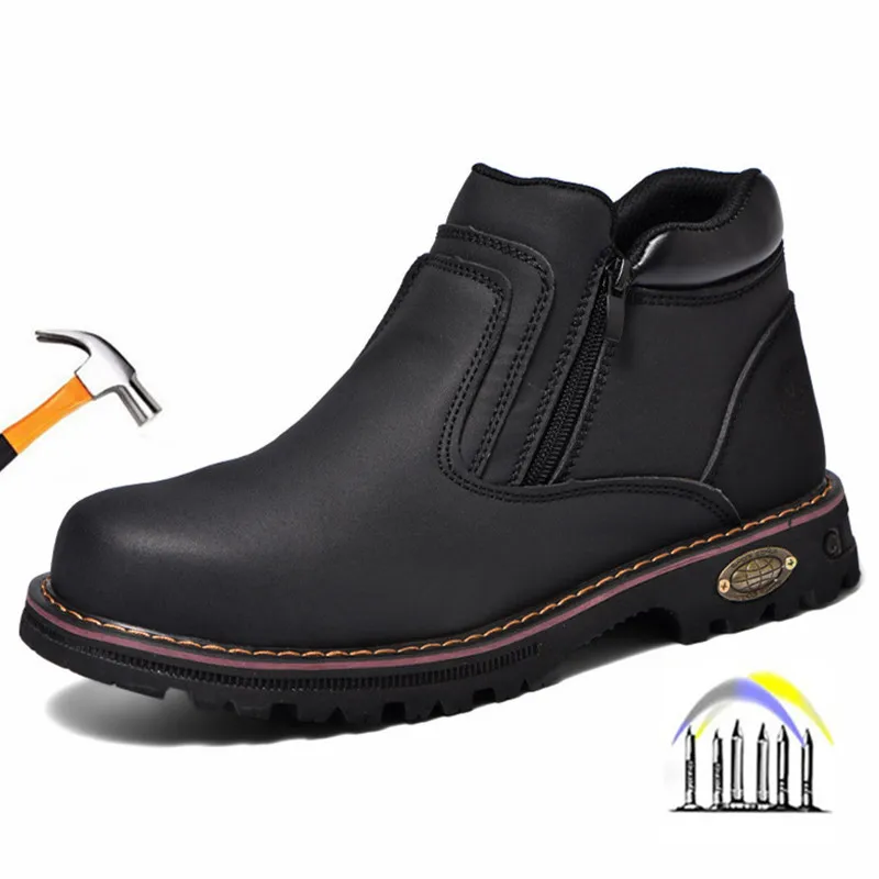 Work Shoes For Men Waterproof Safety Shoes Man Anti Spark Leather Boots