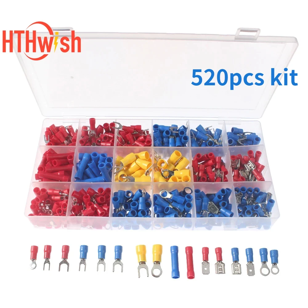 Isolado-fio-el-trico-Connector-Set-Anel-Spade-Butt-Fork-Masculino ...