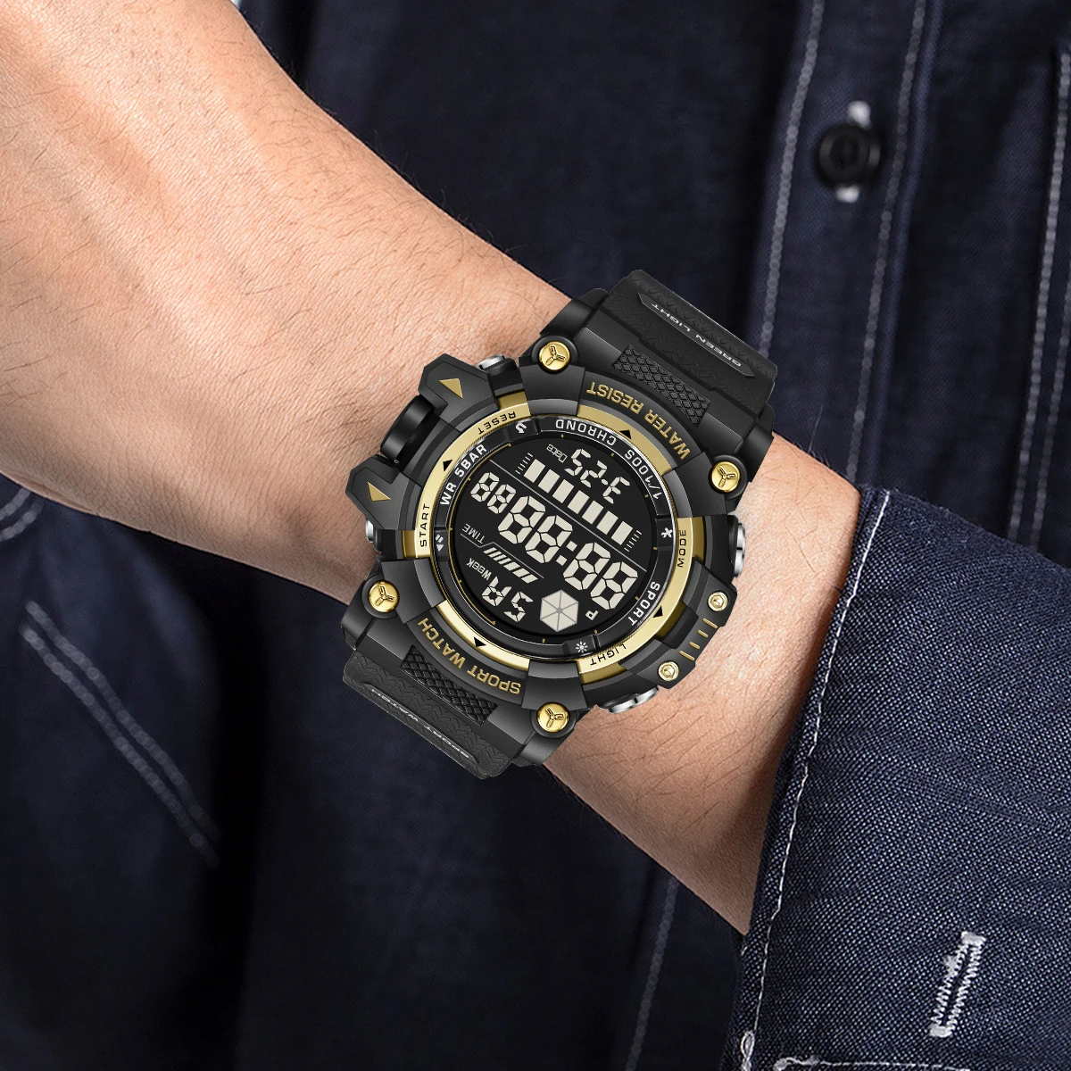 FOXBOX Fashion Electron Watch Multifunctional Display Screen 30M ...