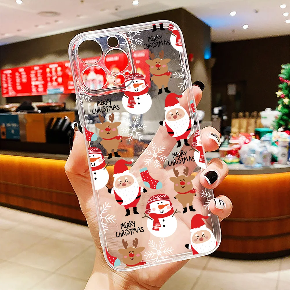 Festive Santa Claus Clear Holiday Phone Case for S25 Ultra (4)