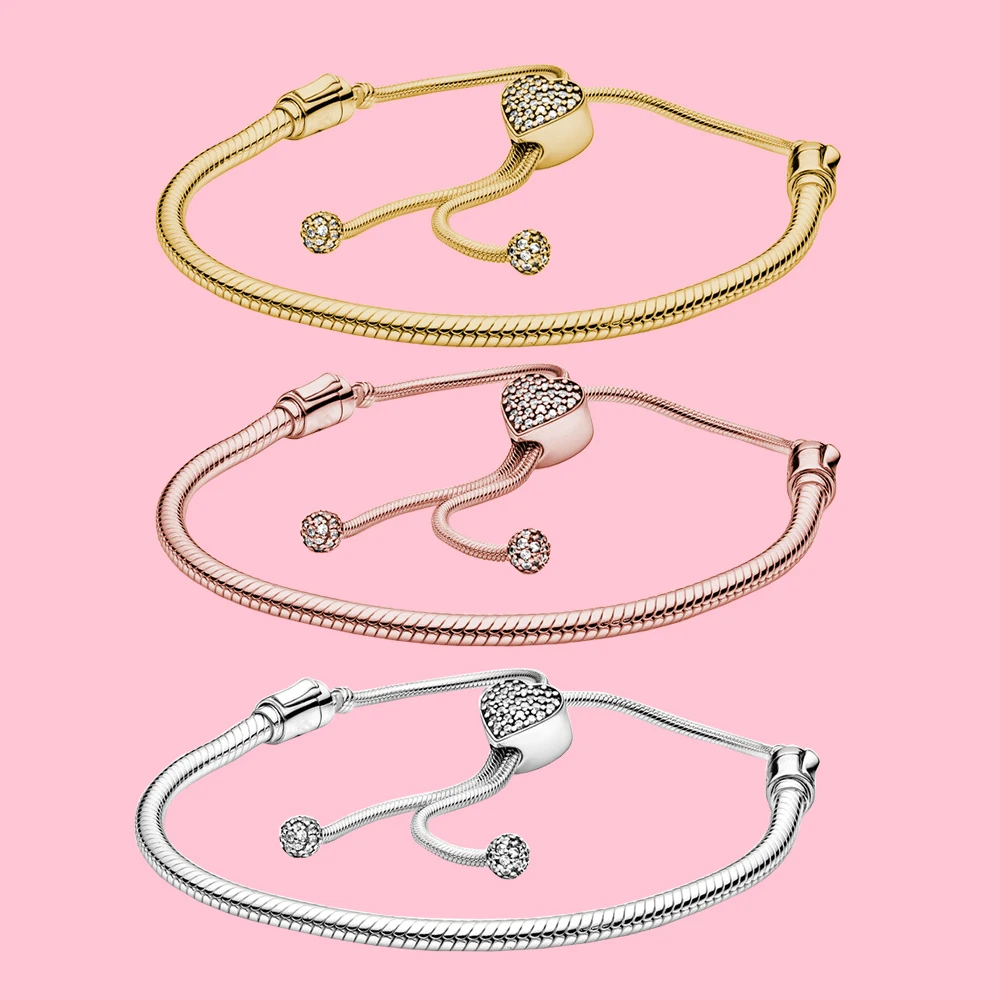 Pandora-pulsera-deslizante-de-plata-925-para-mujer-brazalete-con-cierre ...