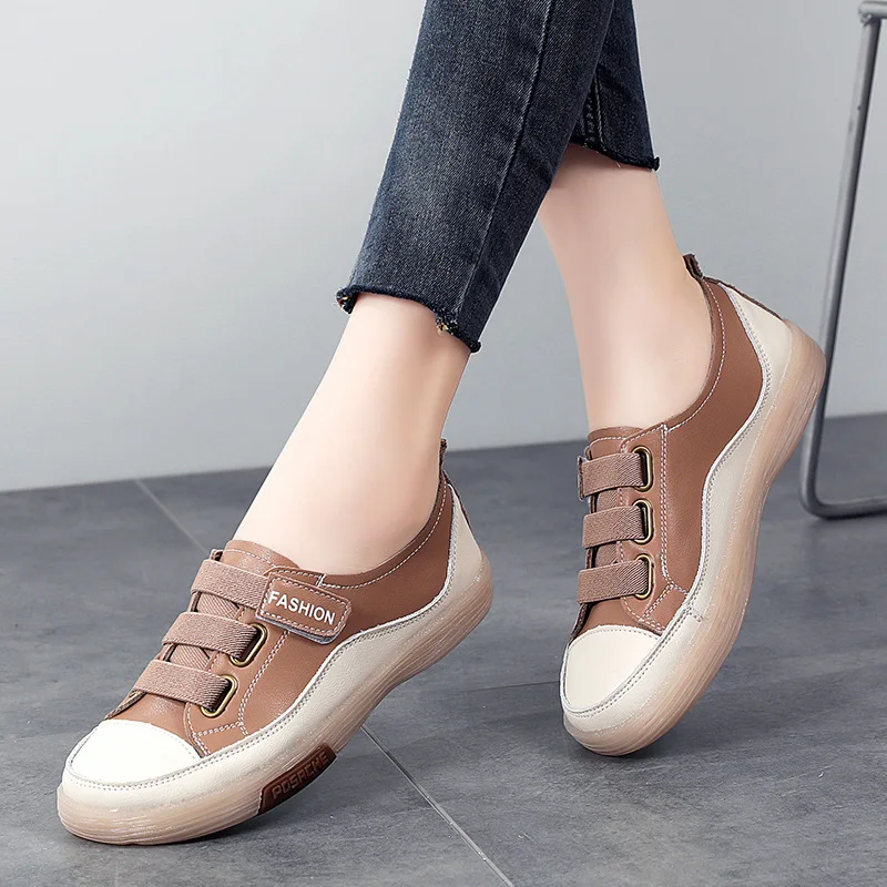 Handmade-Genuine-Leather-Women-Soft-Soled-Walking-Sneakers-Hook-Loop ...