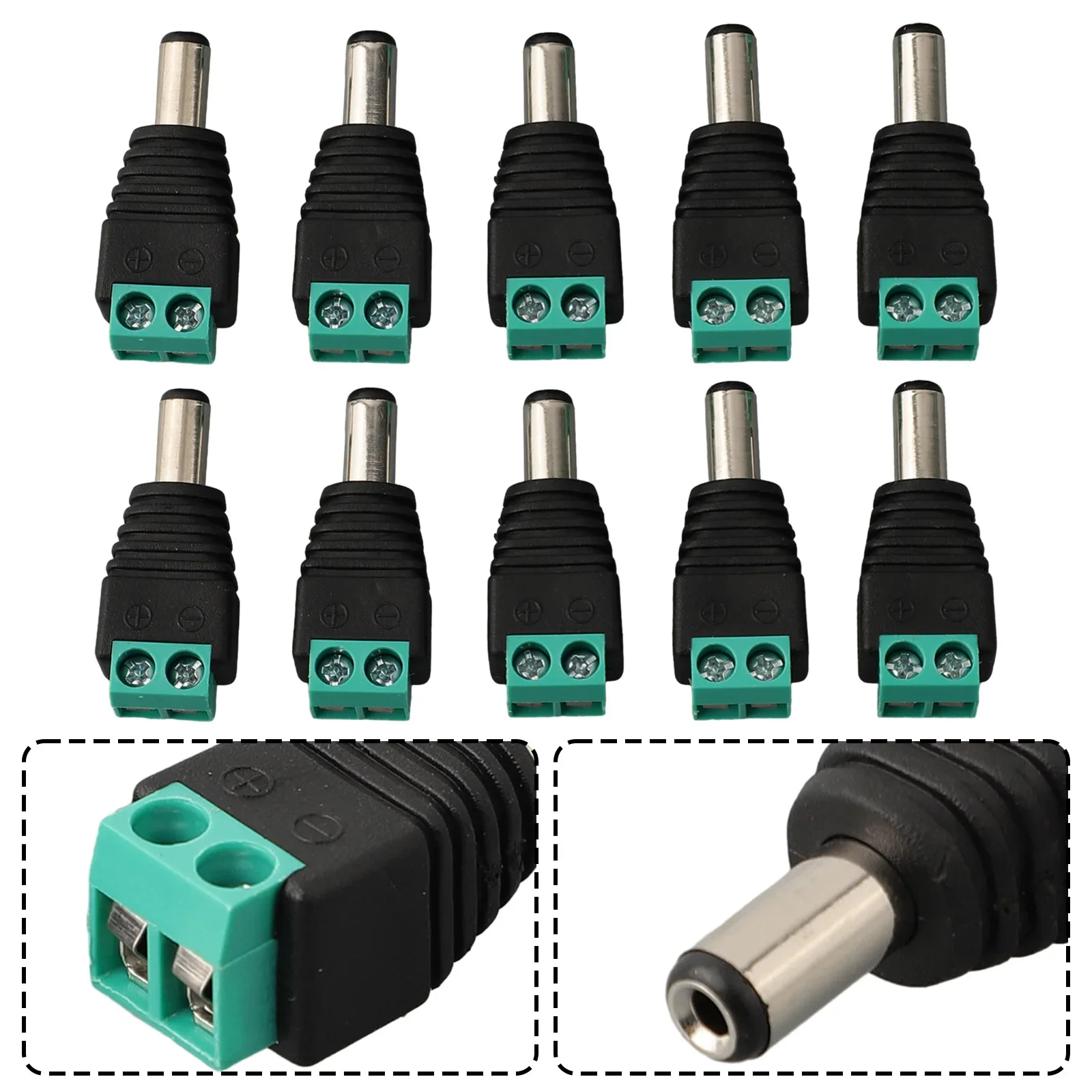 10PCS-Male-DC-Power-Plug-Adapter-Connector-5-5x2-1MM-12V-24V-Plug-For ...