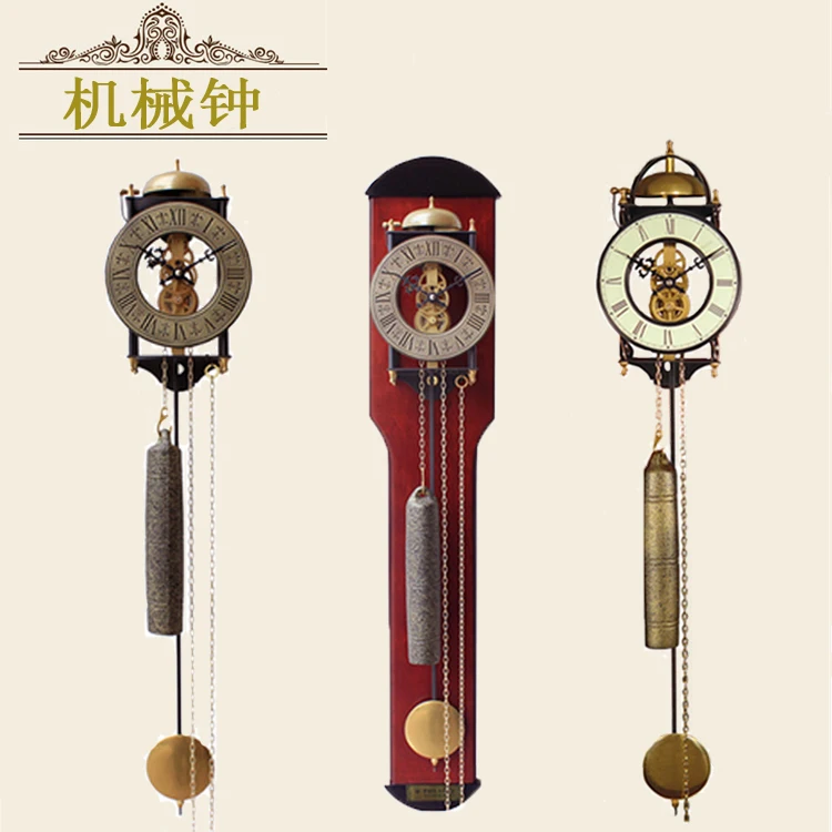 Pure-Copper-Movement-Retro-Mechanical-Wall-Clock-Heavy-Hammer-Zipper ...