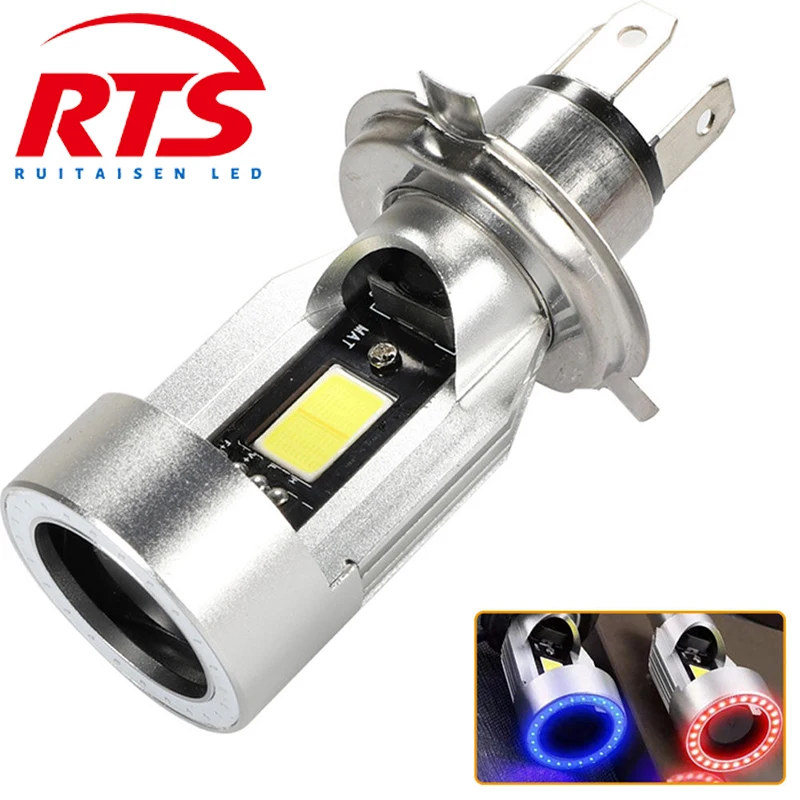 RTS-Blue-Red-Angel-Eye-H4-LED-Motorcycle-Headlight-BA20d-HS1-H6-Scooter ...