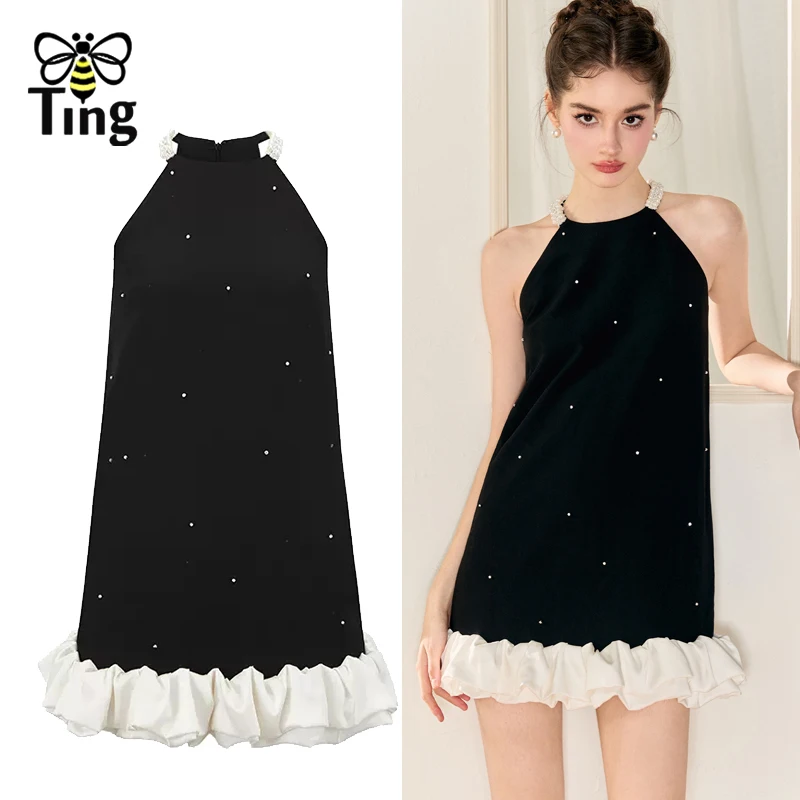 Tingfly-High-Quality-Designer-New-Summer-Sleeveless-Beading-Black-Mini ...