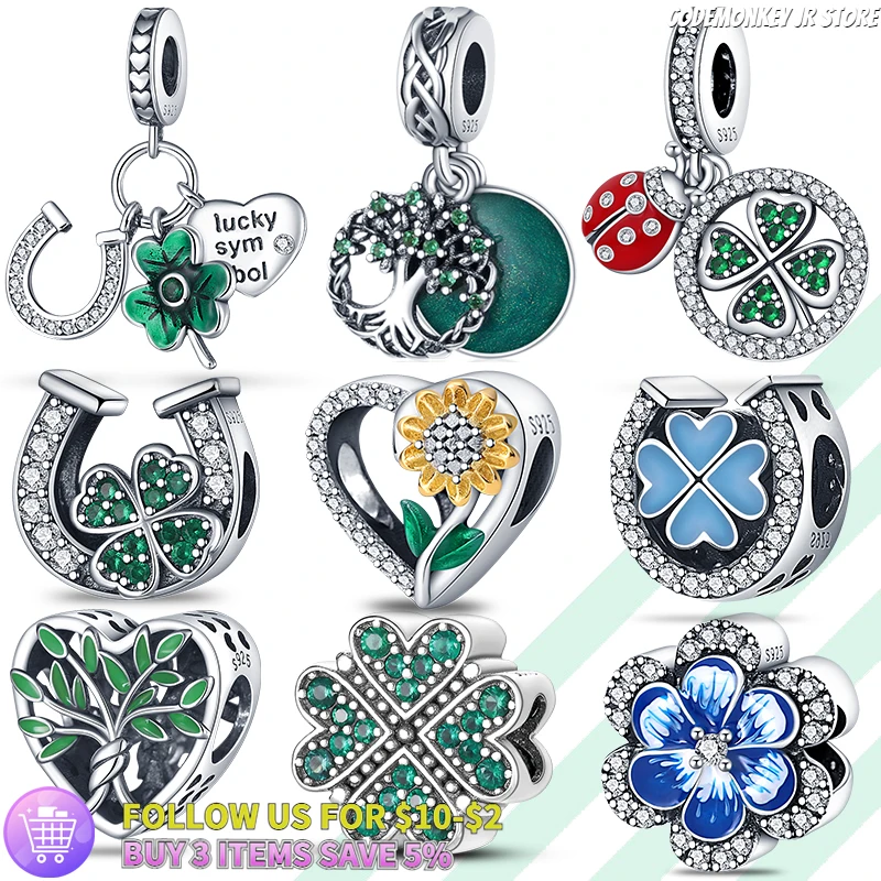 Original-925-Sterling-Silver-Clover-Charm-Fit-Original-925-Pandora ...