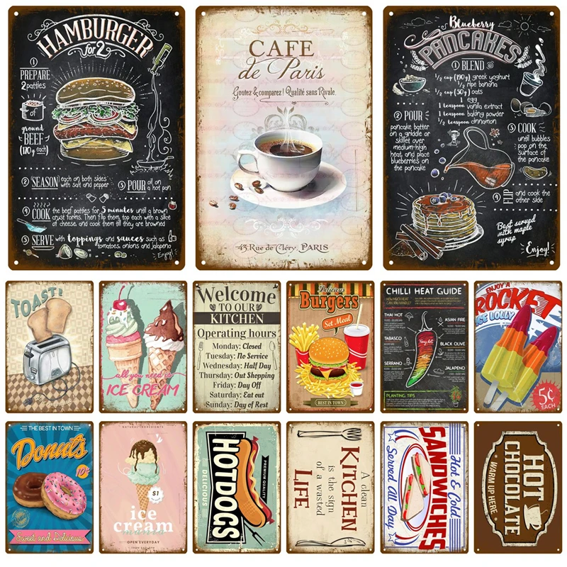 Retro-DINER-Tin-Sign-Poster-Vintage-Wall-Posters-Metal-Sign-Decorative ...