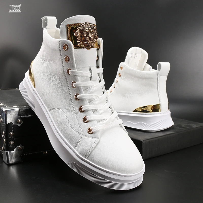 New-white-high-top-shoes-tide-men-s-boots-personality-warm-casual-shoes ...