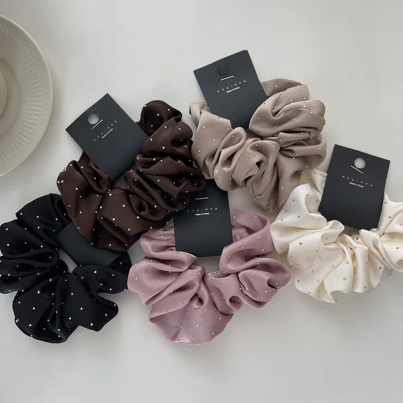 แฟชั่นคริสตัล Scrunchies ผมเกาหลีผมวงยืดหยุ่นสำหรับยางรัดผมสายโทรศัพท์ ...