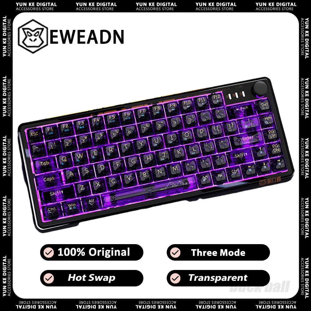 EWEADN-V82-Mechanical-Keyboard-82-Keys-Hot-Swap-Three-Mode-Wireless ...