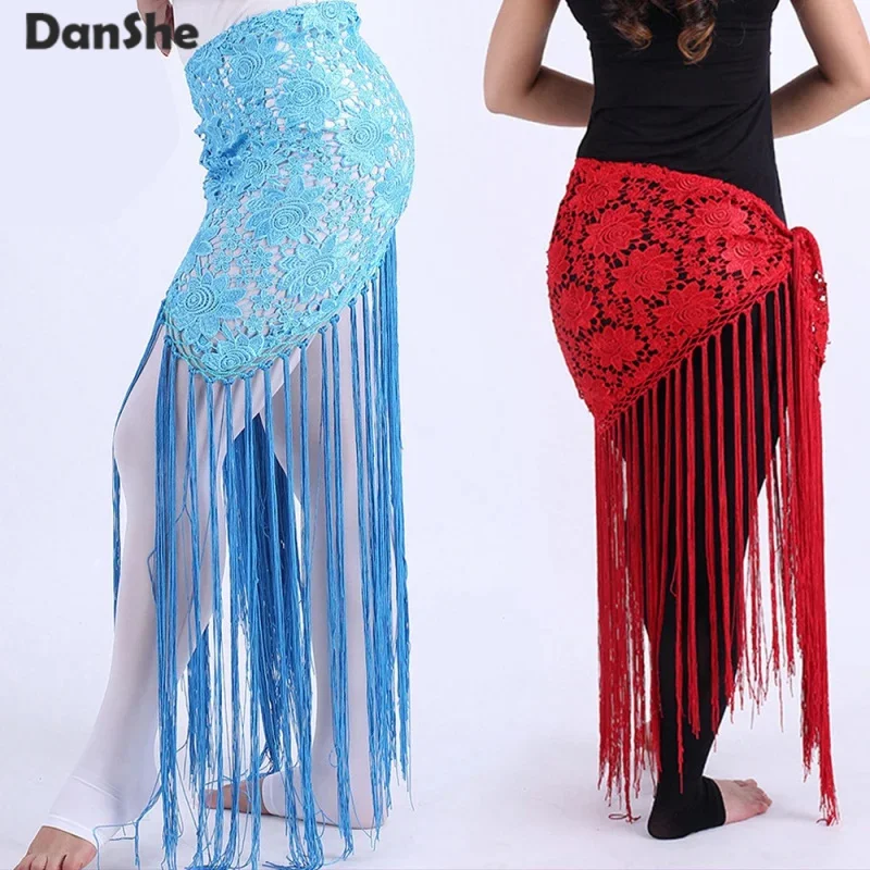 Belly Dance Lace Hip Scarf Fringe Triangle Wrap Belt Skirt Dancewear ...