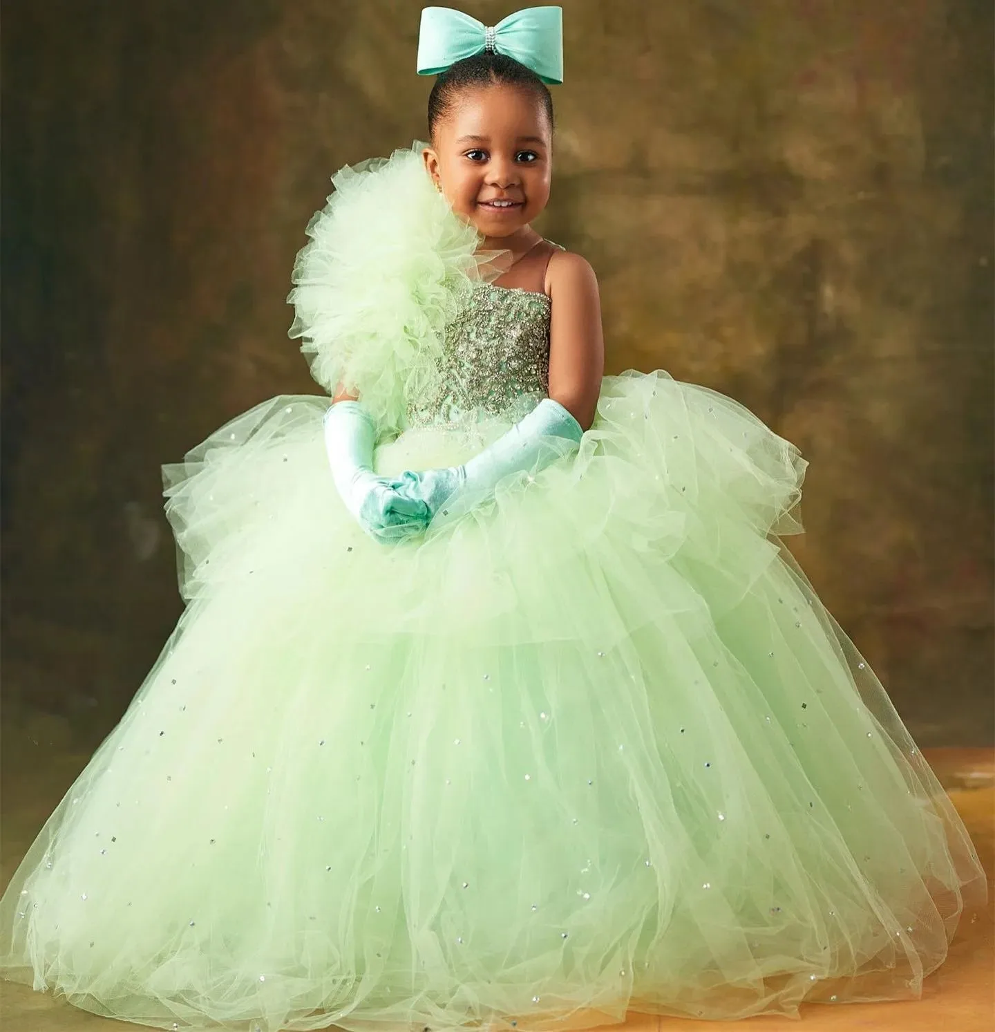 Sage-Green-Flower-Girl-Dresses-Fluffy-Tulle-Long-Kids-Pageant-Dress-One ...