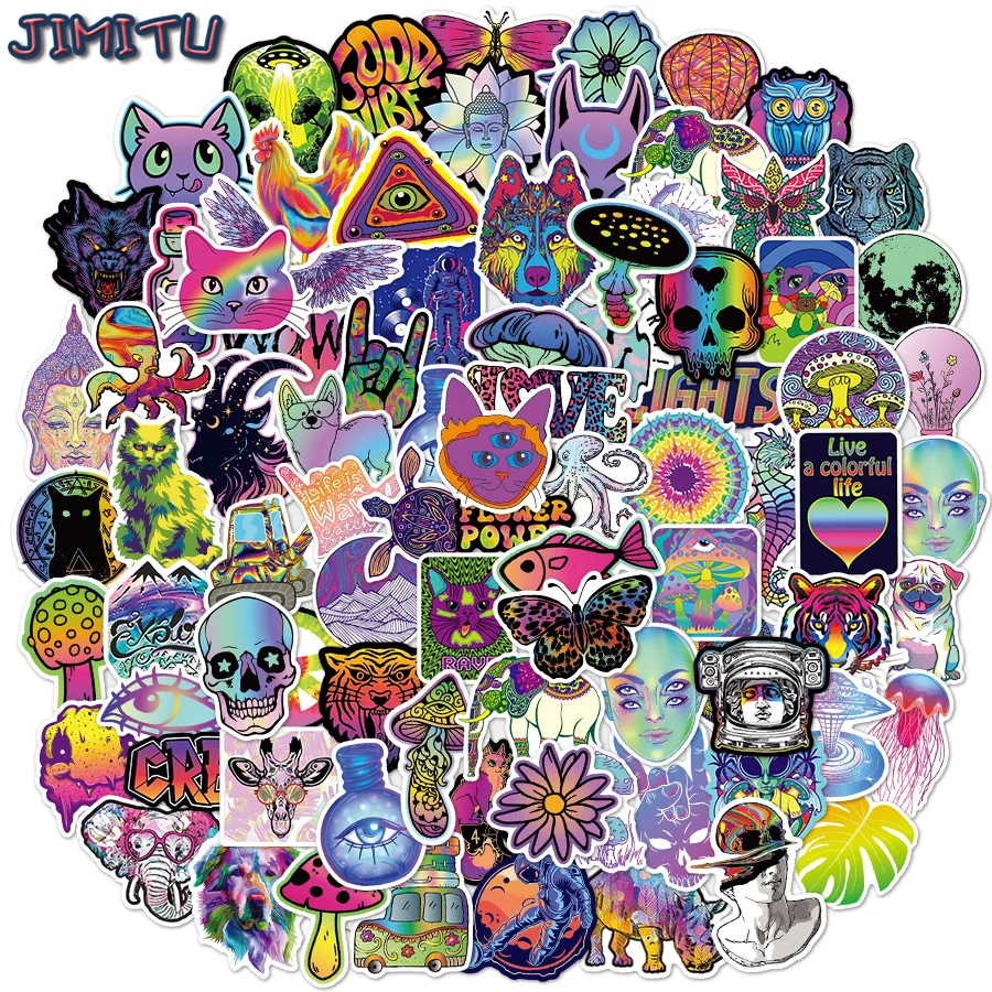 30/60/120pcs Cartoon Art Psychedelic Graffiti Stickers Mushroom ...