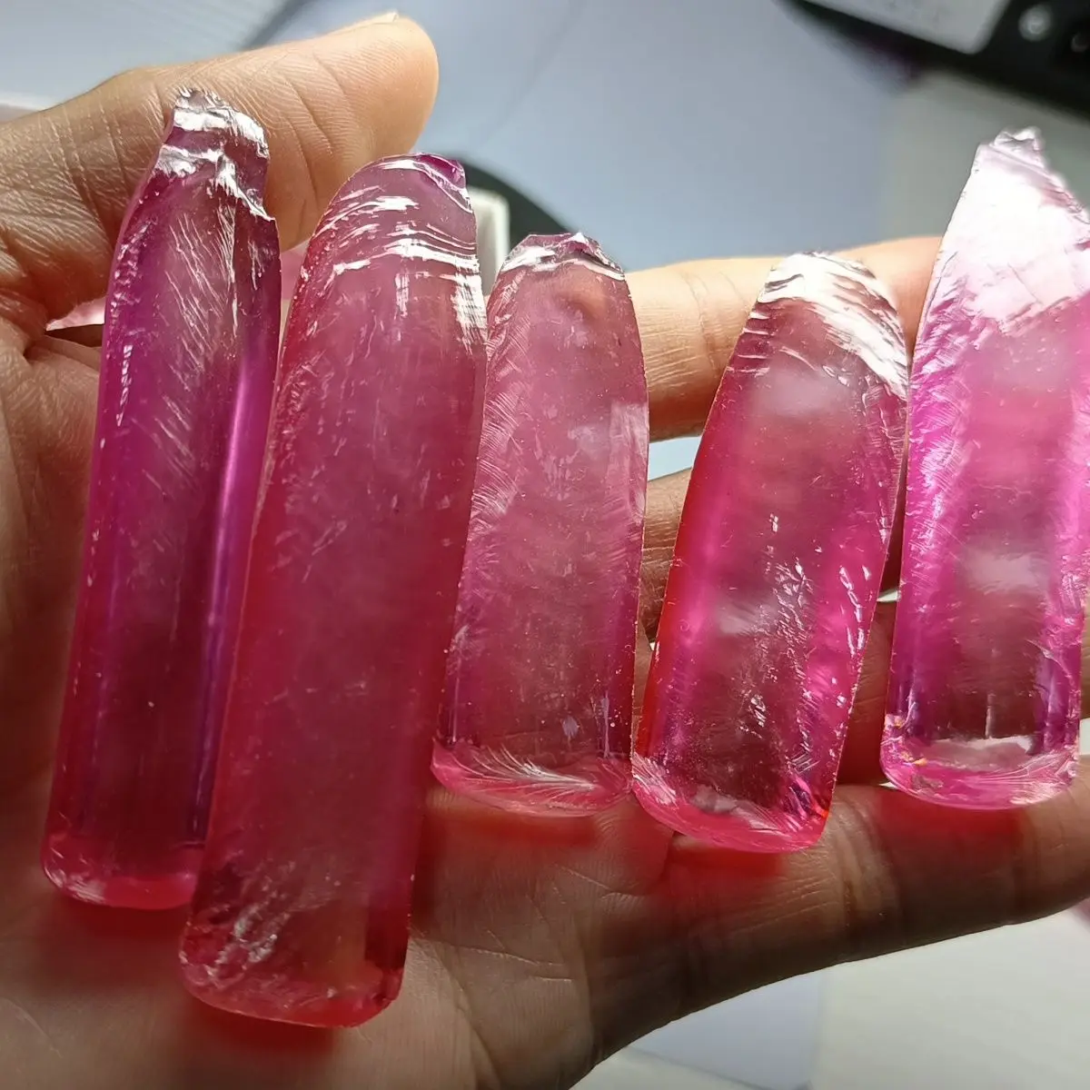 Lab-grown-Pink-Morgan-sapphire-corundum-stone-raw-material-half ...