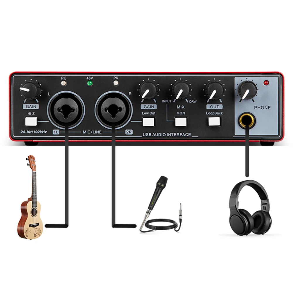 MD22-Recording-Sound-Card-48V-Phantom-Power-USB-Audio-Interface-24-bit ...