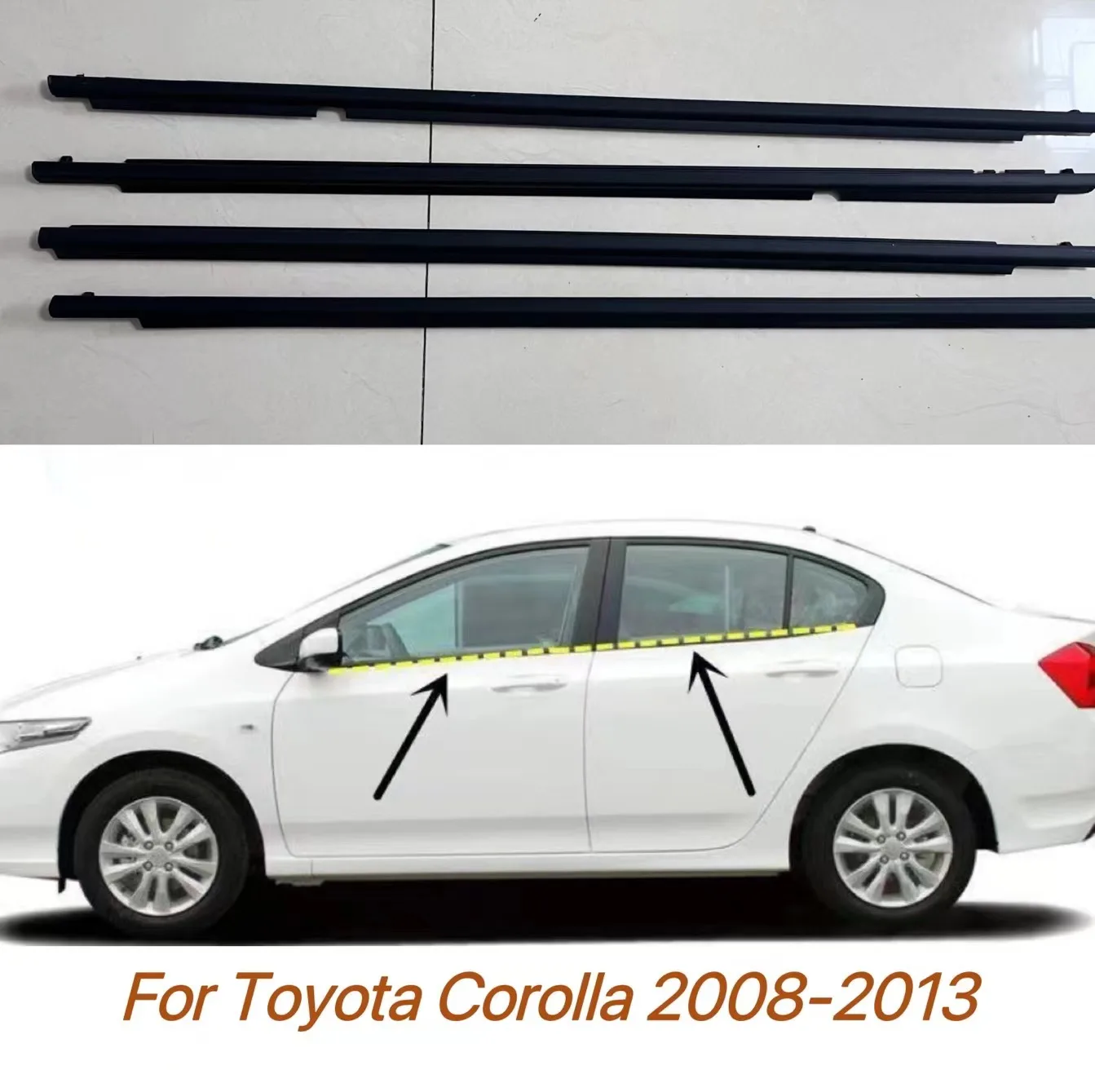 4pcs-Car-Window-Glass-Sealed-Strip-Side-Window-Wheatherstrip-for-Toyota ...