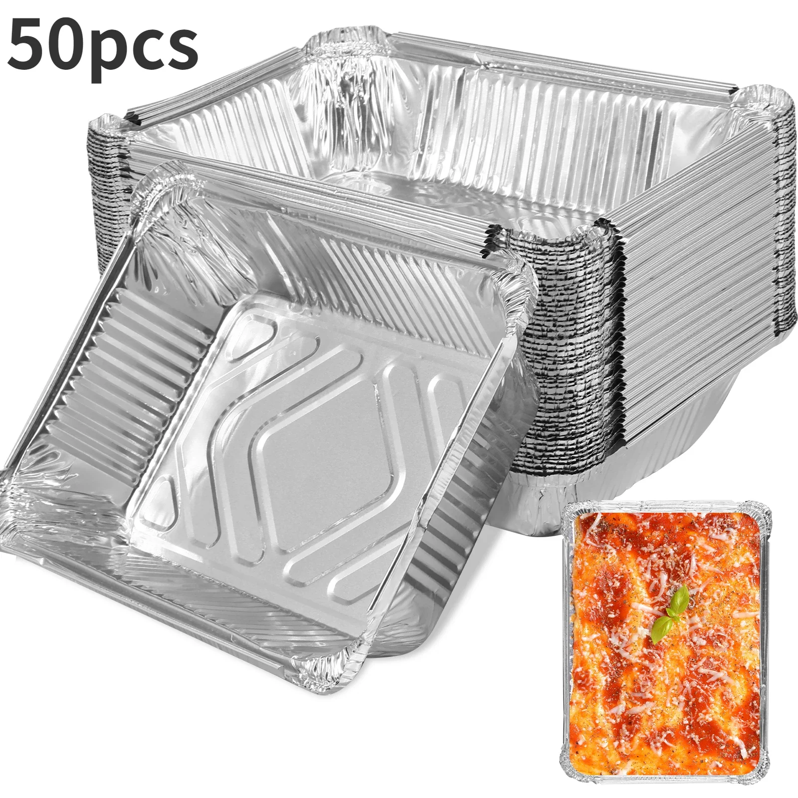 50Pcs Aluminum Foil Trays 1100ml Non-Stick Aluminum Foil Baking Pans ...