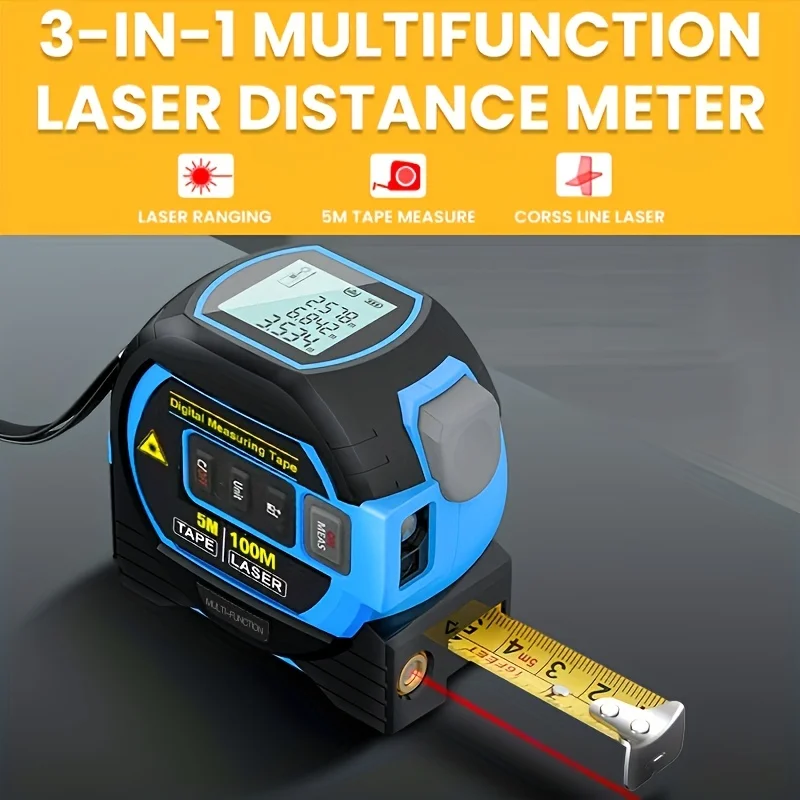 1pc-Blue-3-In-1-Laser-Tape-Measure-High-precision-Rechargeable-Infrared ...